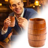Retro Wood Barrel-Shaped Drinking Cup, Natural Wooden Mug for Beer, Tea ...