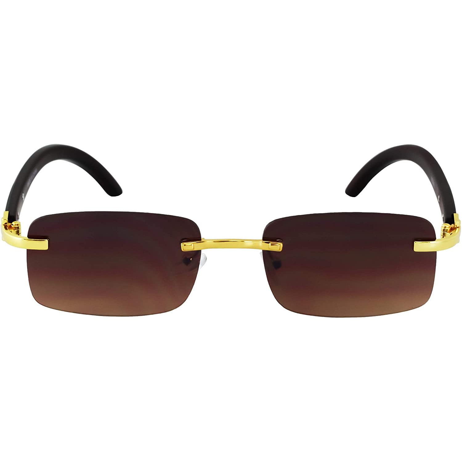 Retro Wood Buffs Vintage Gangster Style Rimless Rectangular Sunglasses ...