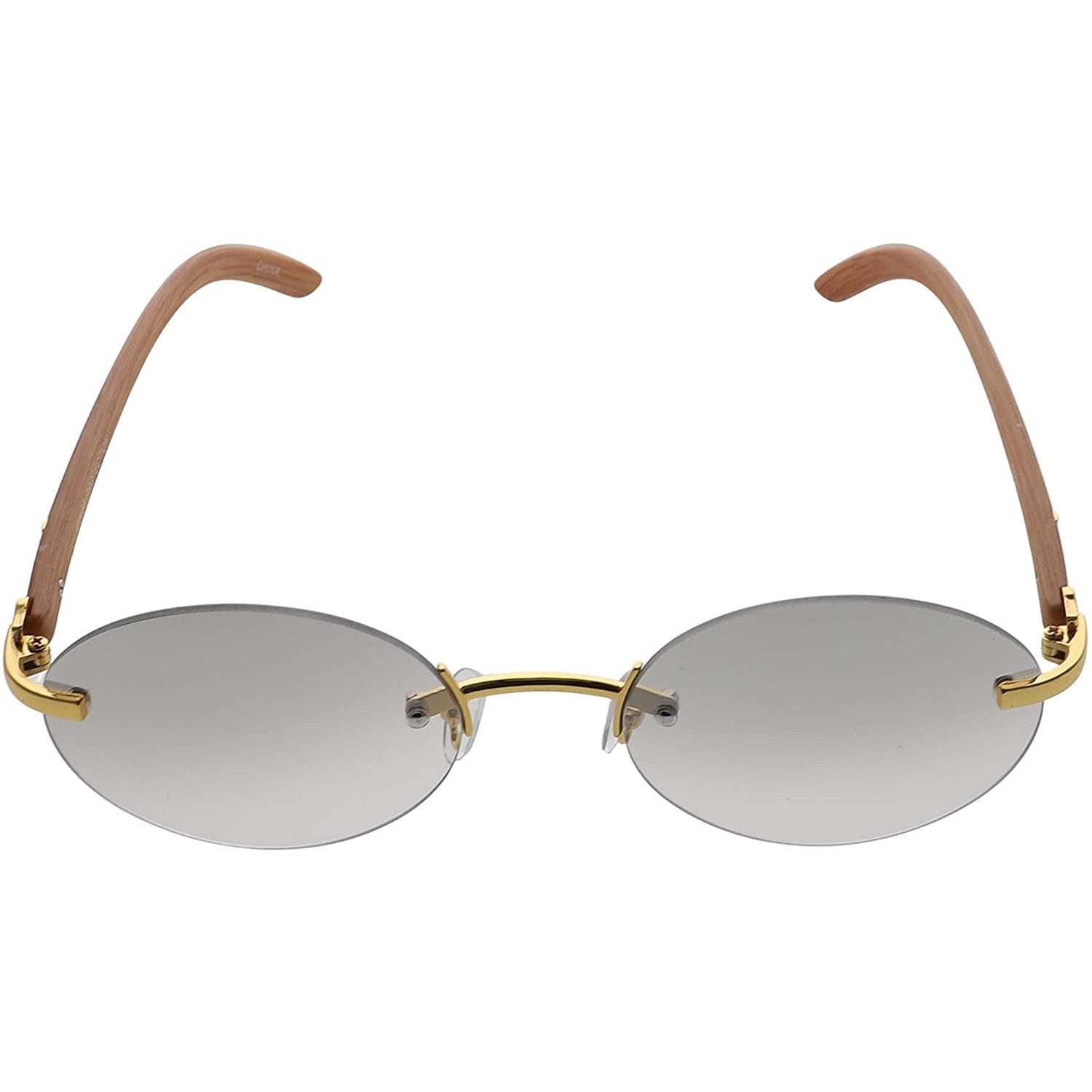 Retro Wood Buffs Vintage Style Gangster Rimless Clear Lens Oval Eye ...
