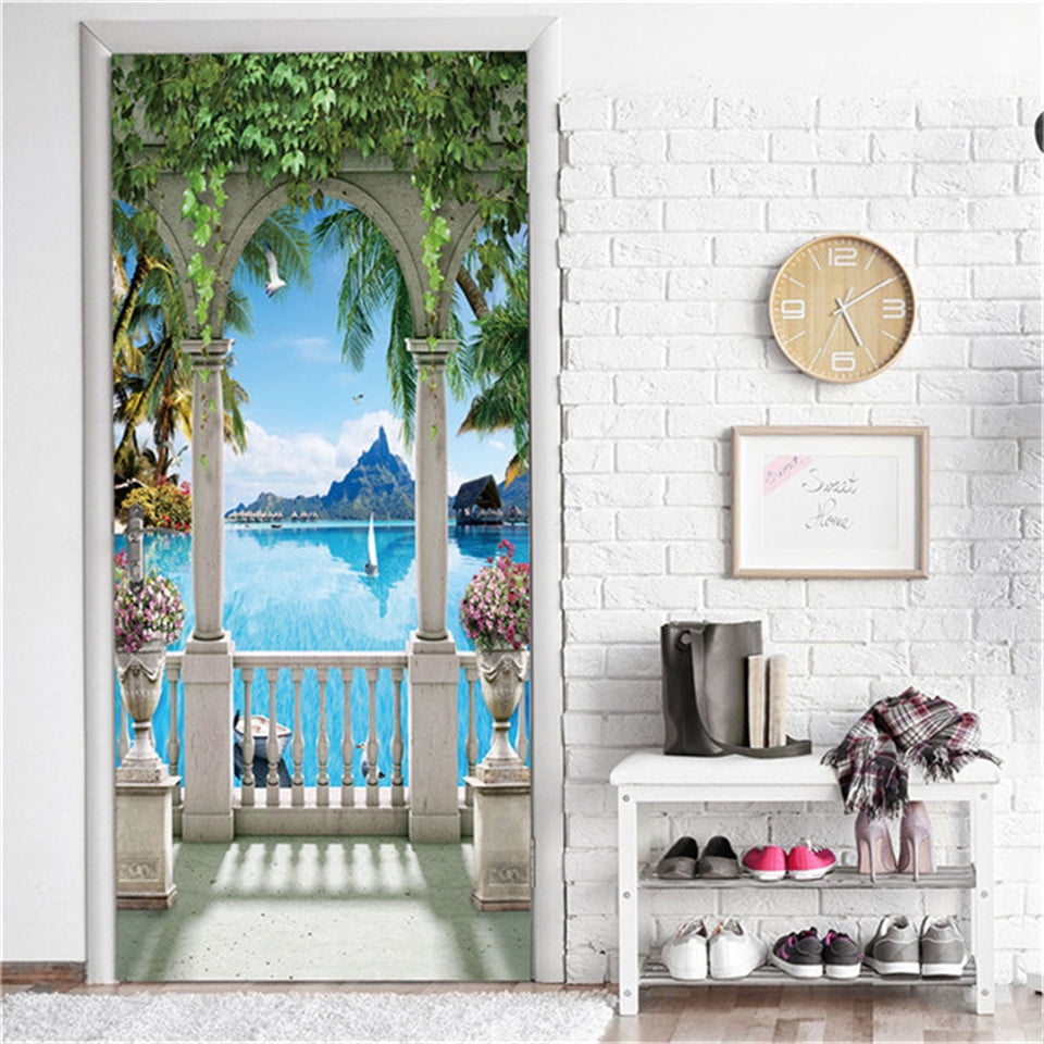 Retro Wood Grain Doors Sticker Peel and Stick Wallpaper Vinyl ...