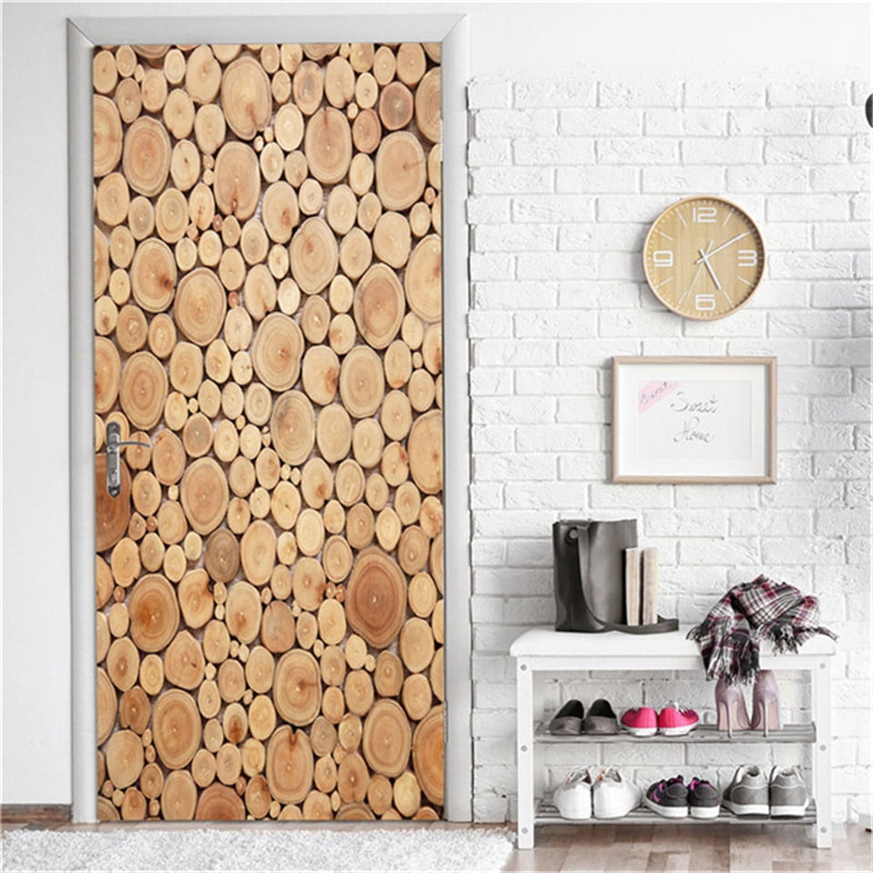 Retro Wood Grain Doors Sticker Peel and Stick Wallpaper Vinyl ...