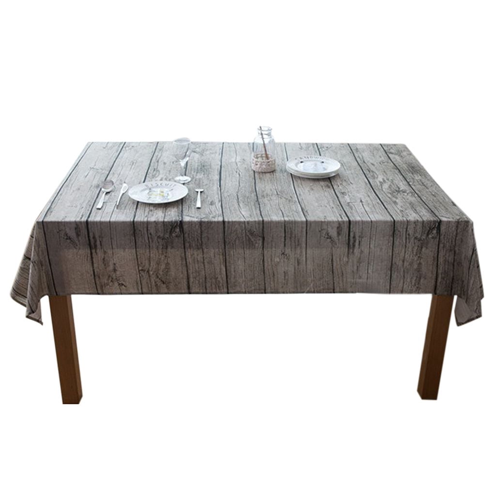 Retro Wood Grain Square Shape Tablecloth Cotton Linen Fabric Home ...