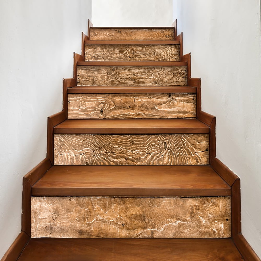 Retro Wood Grain Stair Sticker Vinyl PVC Waterproof Self-Adhesive ...
