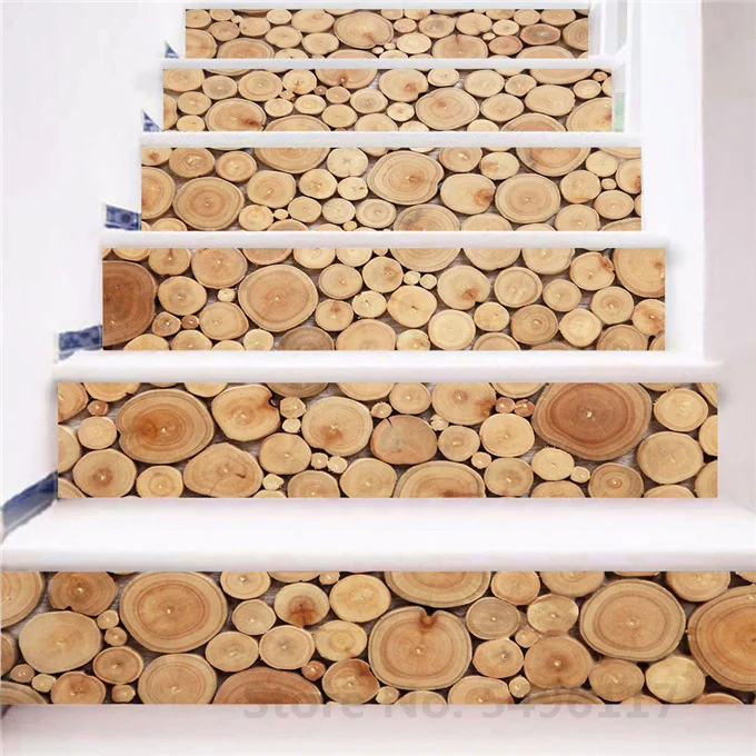 Retro Wood Grain Stairs Stickers Self-adhesive Vinyl Desktop Sticker ...