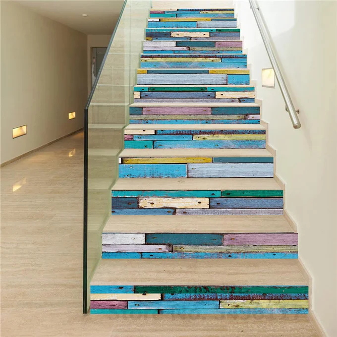 Retro Wood Grain Stairs Stickers Self-adhesive Vinyl Desktop Sticker ...