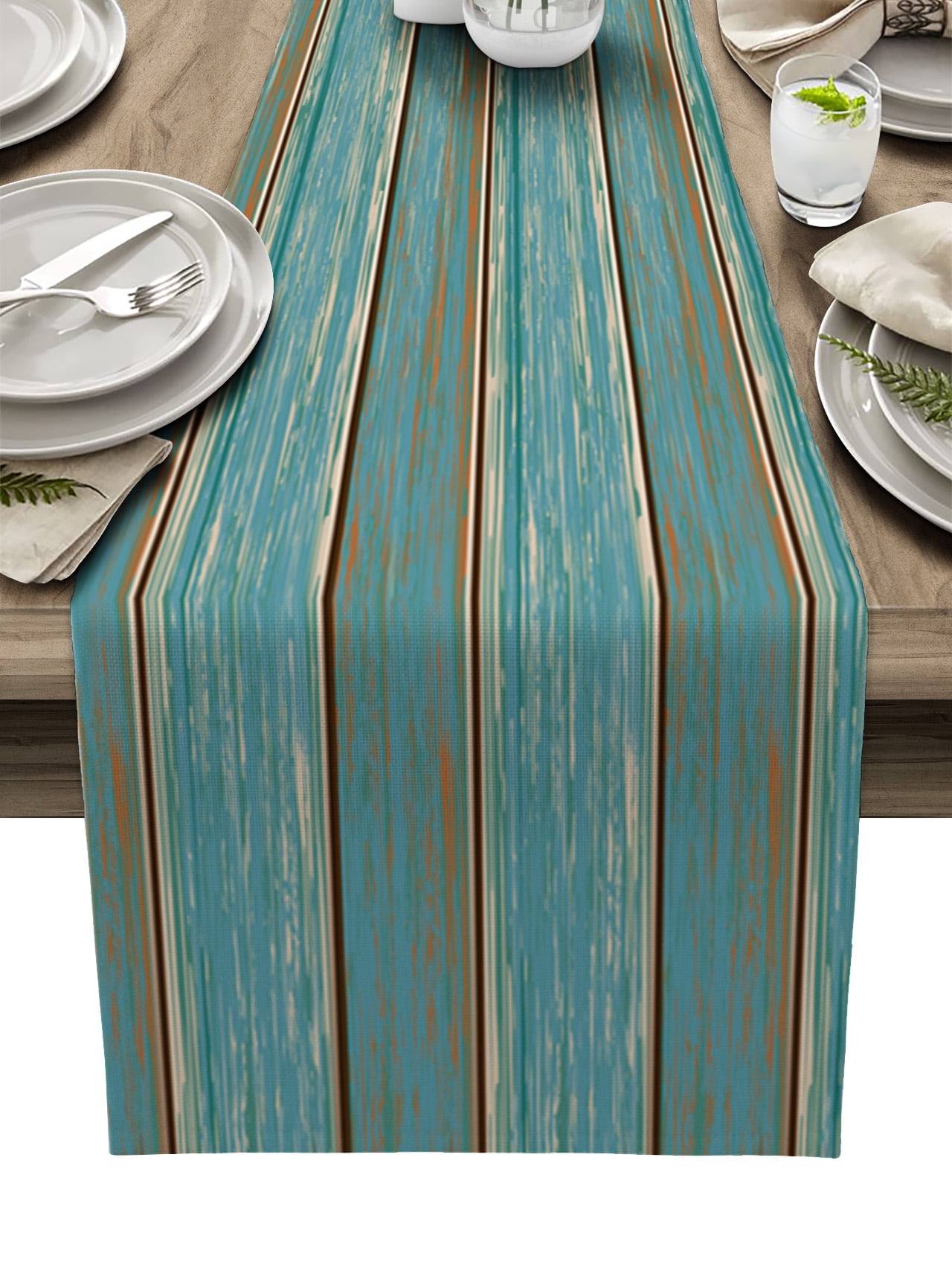 Retro Wood Grain Texture Red Table Runner ration Home r Dinner Table ...