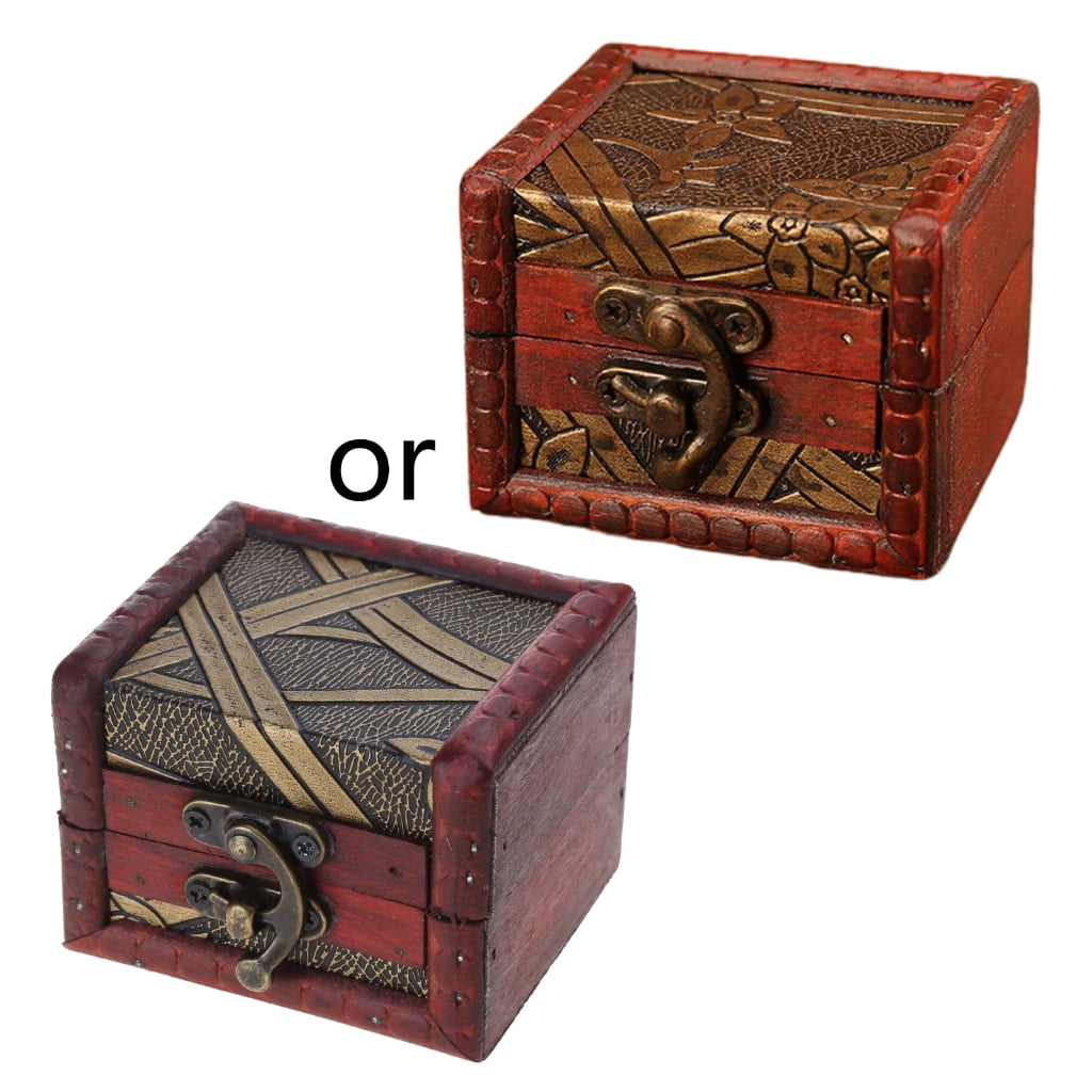 Retro Wood Storage Box with Lid Practical Packaging Container Supplies ...