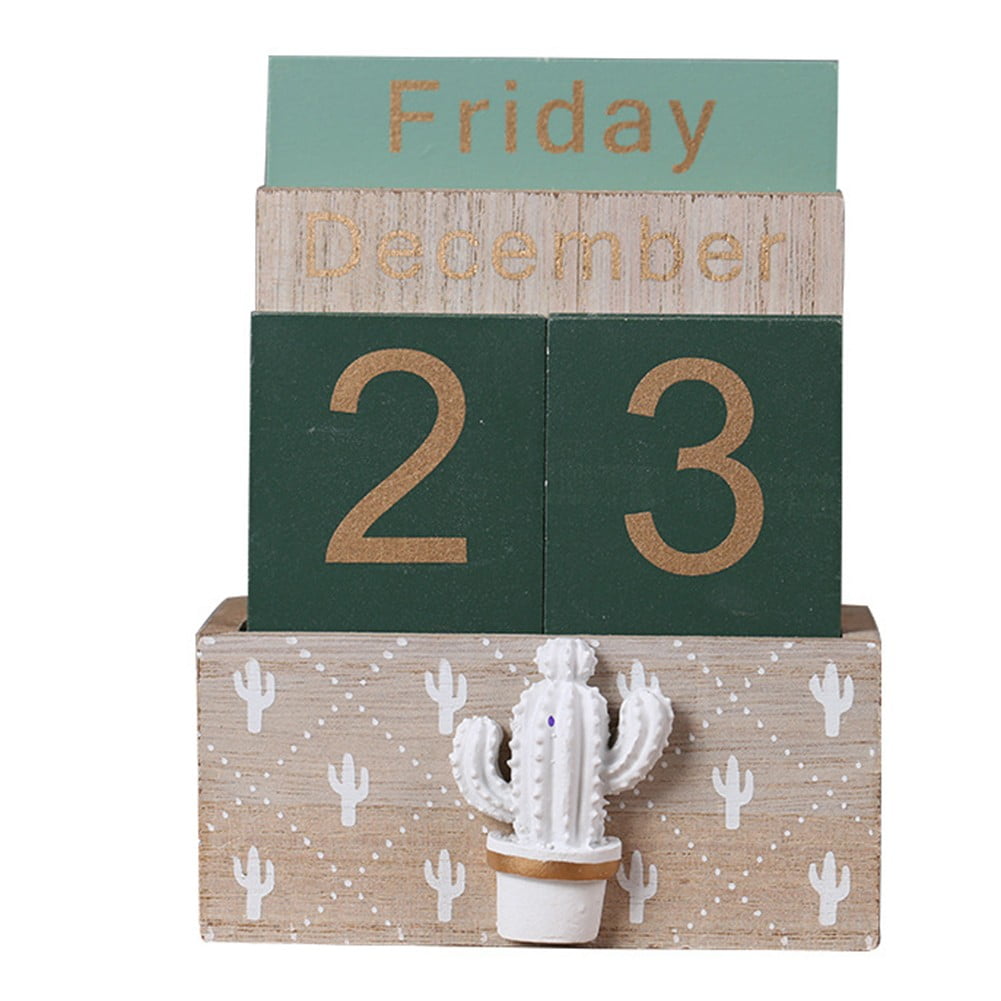 Retro Wooden Block Calendar for Perpetual Calendar Desk Calendar ...