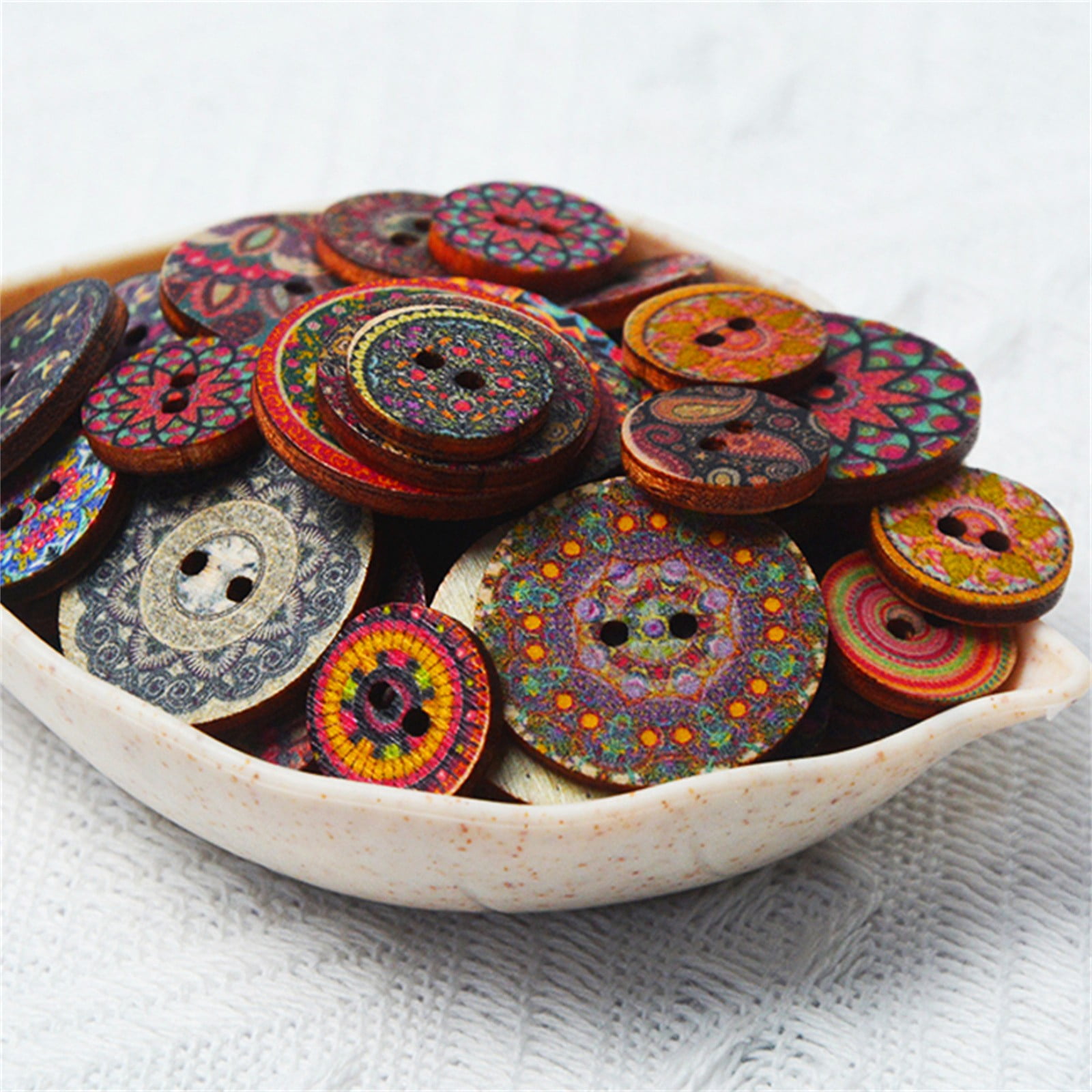Retro Wooden Buttons with 2 Holes, Handwork Sewing and Scrapbook ...
