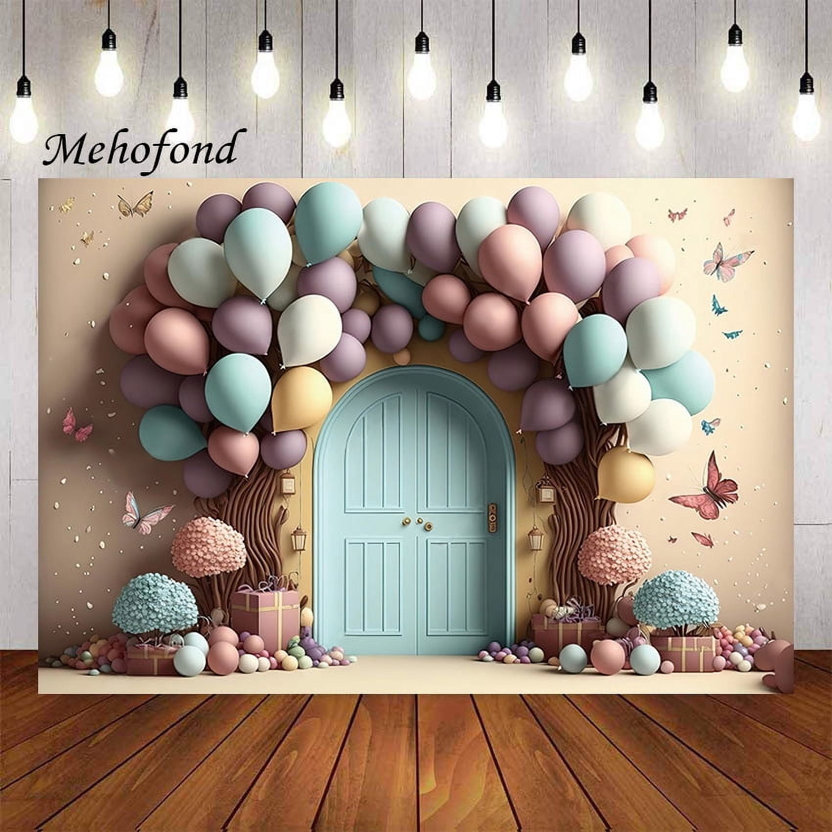 Retro Wooden Door Butterfly Wonderland Flower Kids Birthday Portrait r ...