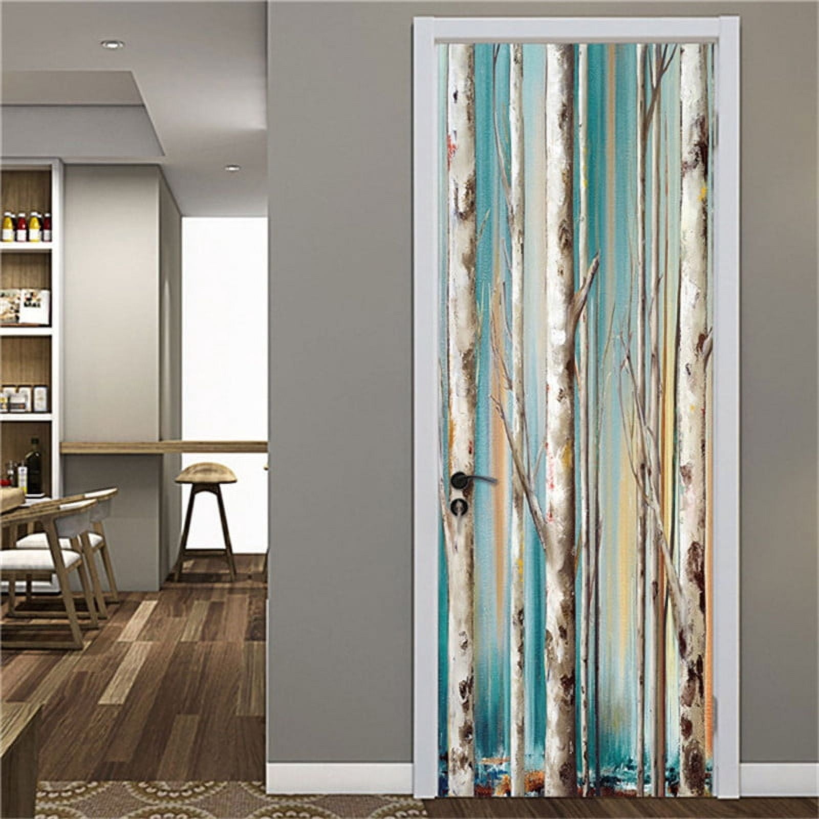 Retro Wooden Door Poster Home Art Decorative Wallpaper For Door Vinyl ...