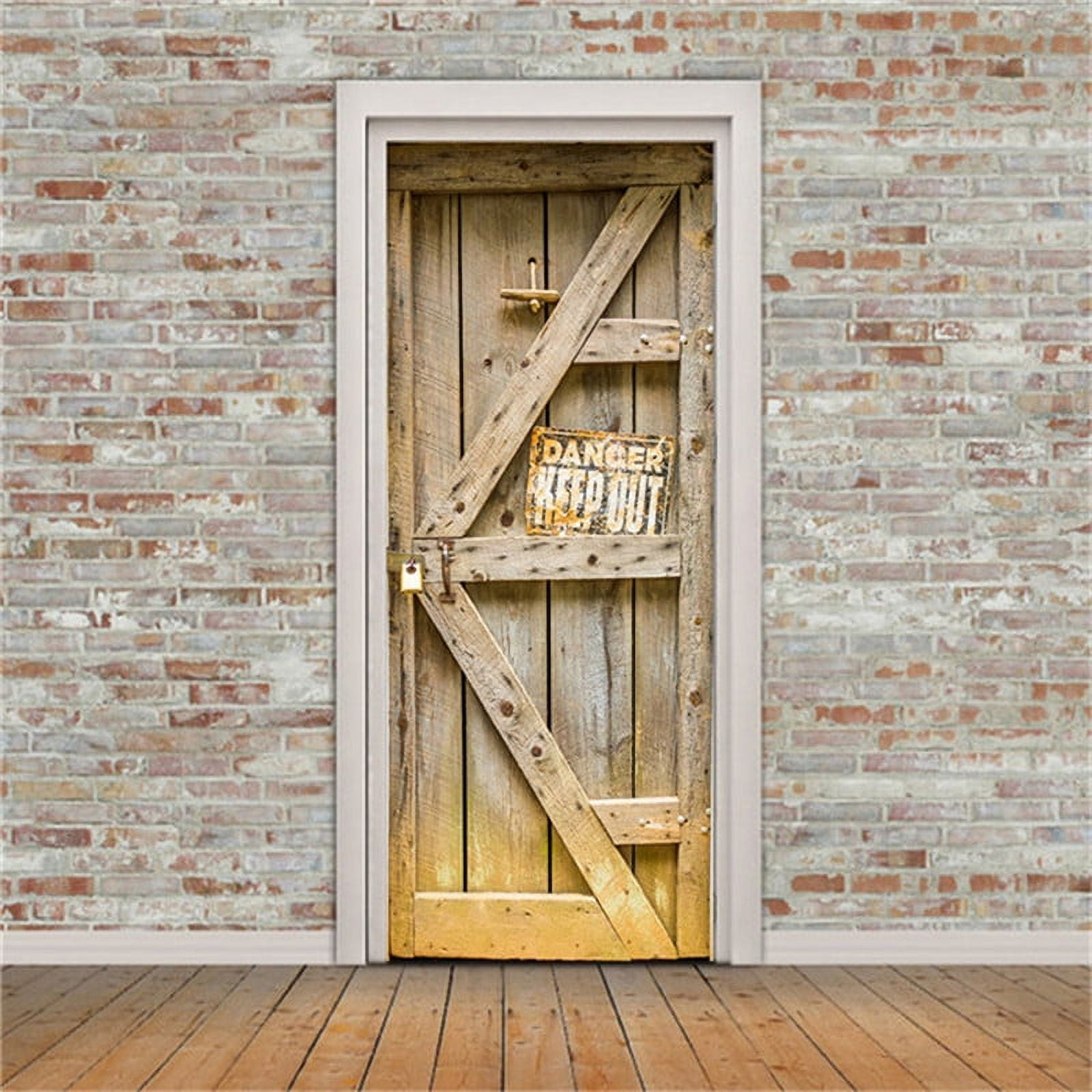 Retro Wooden Door Poster Home Art rative Wallpaper For Door Vinyl ...