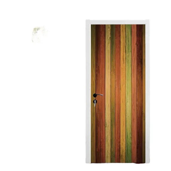 Retro Wooden Door Stickers Adhesive Vintage Wood Grain Photo Wallpaper ...