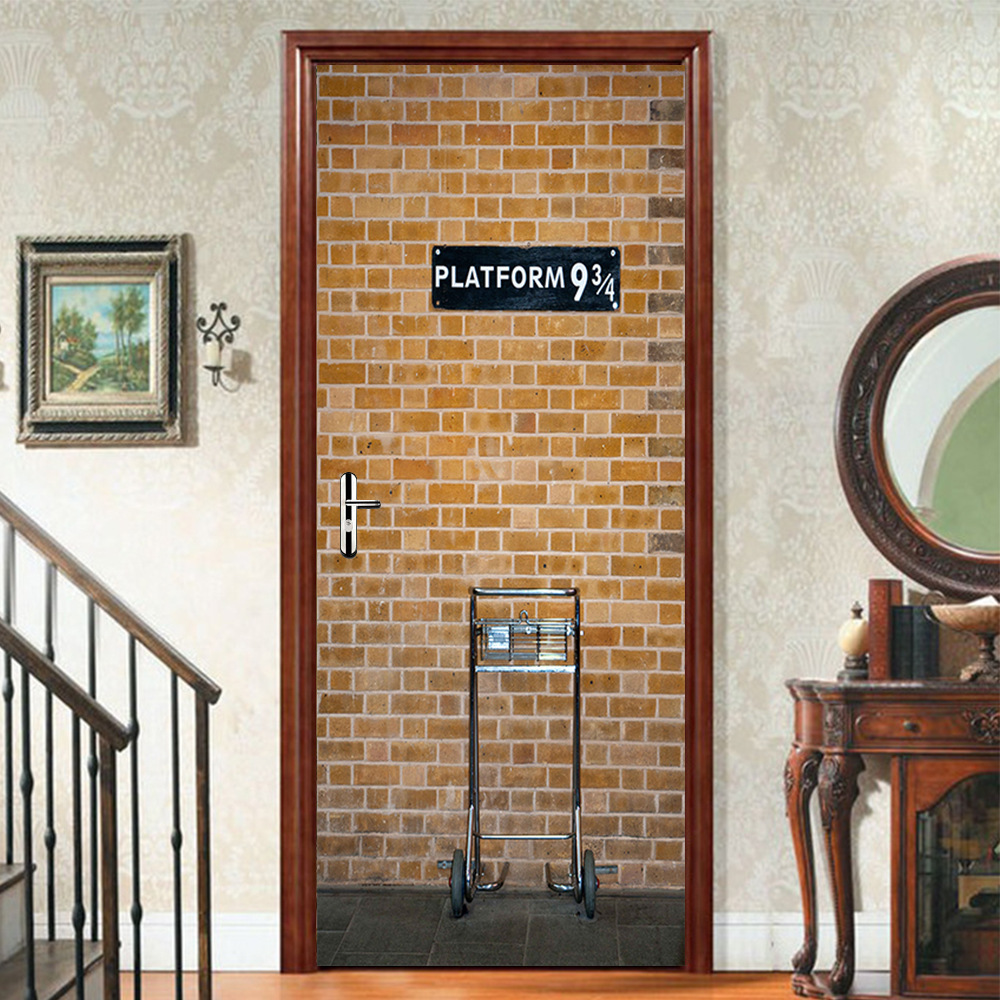 Retro Wooden Door Stickers Imitation Wood Doors Sticker 3D Self ...
