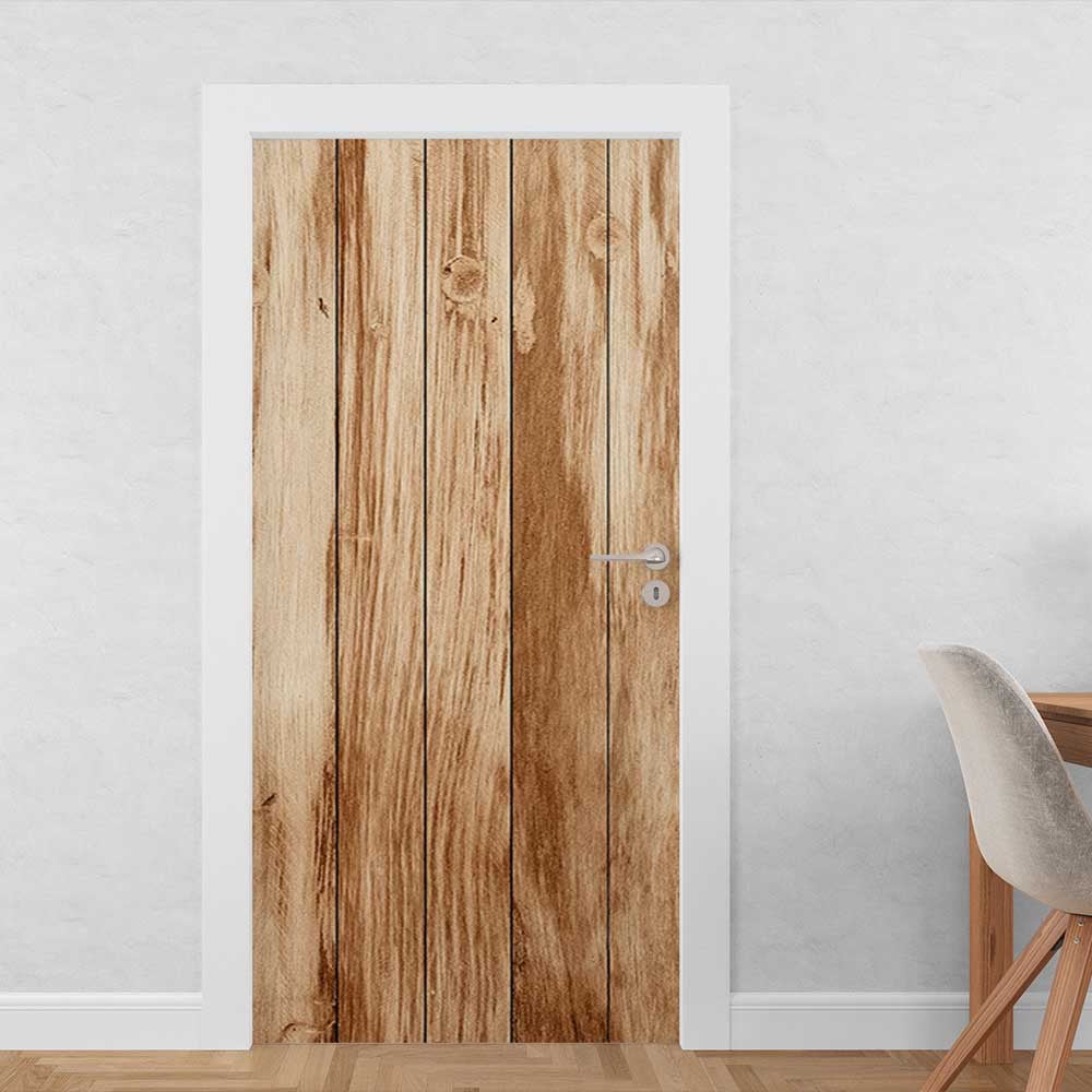 Retro Wooden Door Stickers Imitation Wood Doors Sticker 3D Self ...