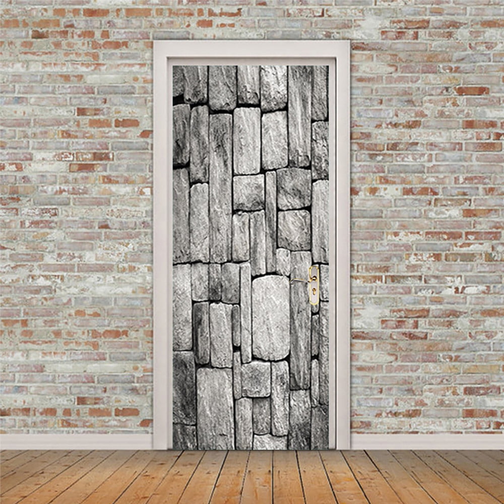Retro Wooden Door Stickers Imitation Wood Doors Sticker 3D Self ...