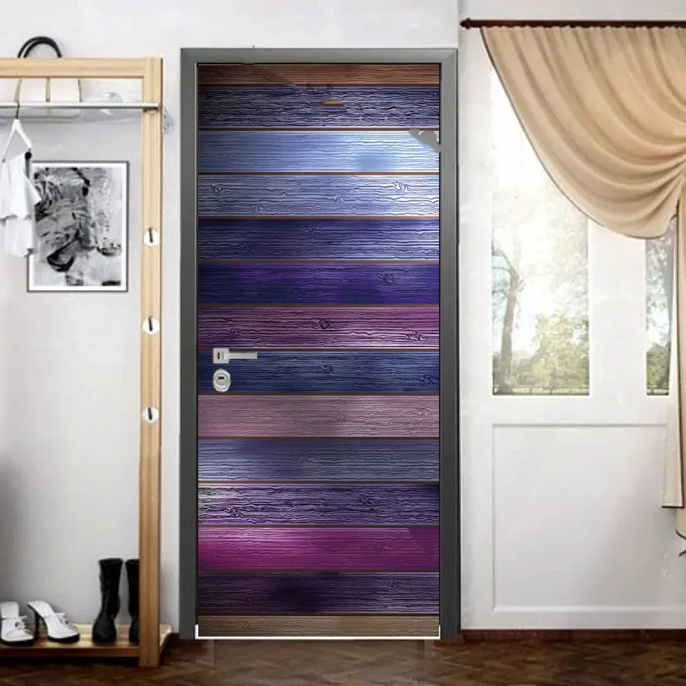 Retro Wooden Door Stickers Imitation Wood Doors Sticker D Self-Adhesive ...