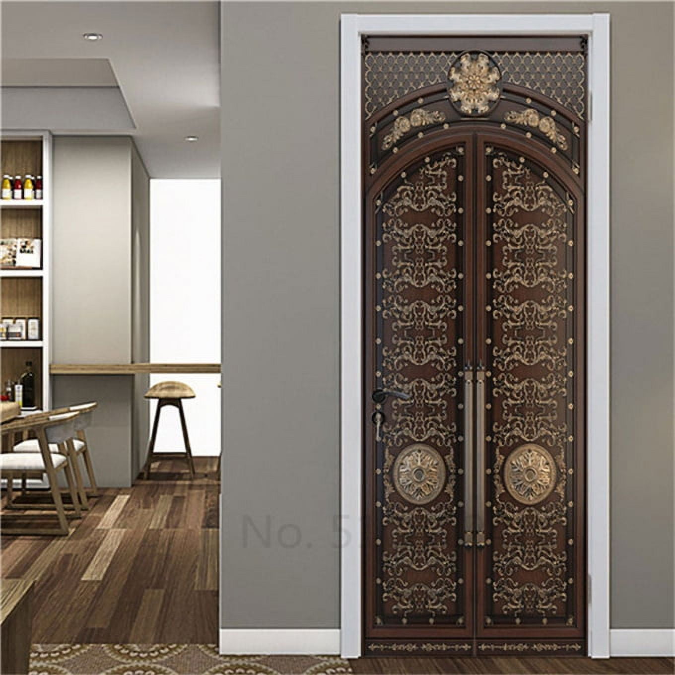 Retro Wooden Door Stickers PVC Waterproof Wallpaper For Doors Living ...