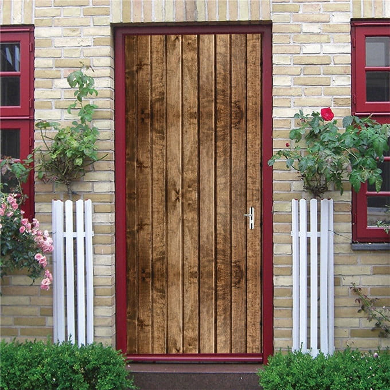 Retro Wooden Door Stickers Self adhesive PVC 3D Wallpaper For Doors ...