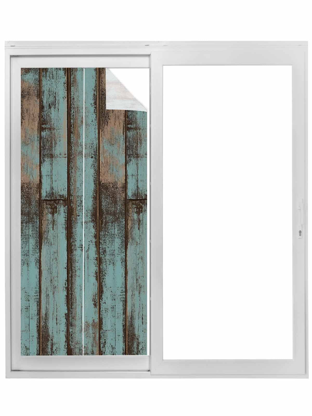 Retro Wooden Grain Window Privacy Film Stained Glass Window Film ...