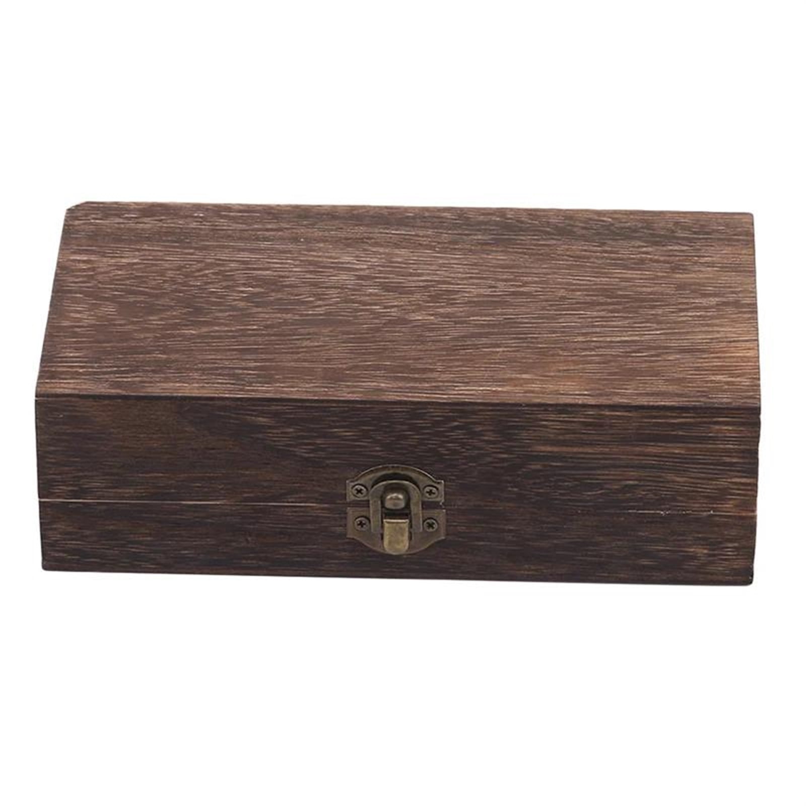 Retro Wooden Storage Box Plain Wood With Lid Multifunction Hinged Boxes ...