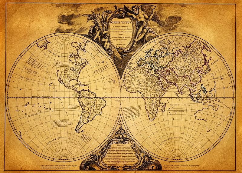 Retro World Map Backdrop Globe World Map Phtography Background Asia ...