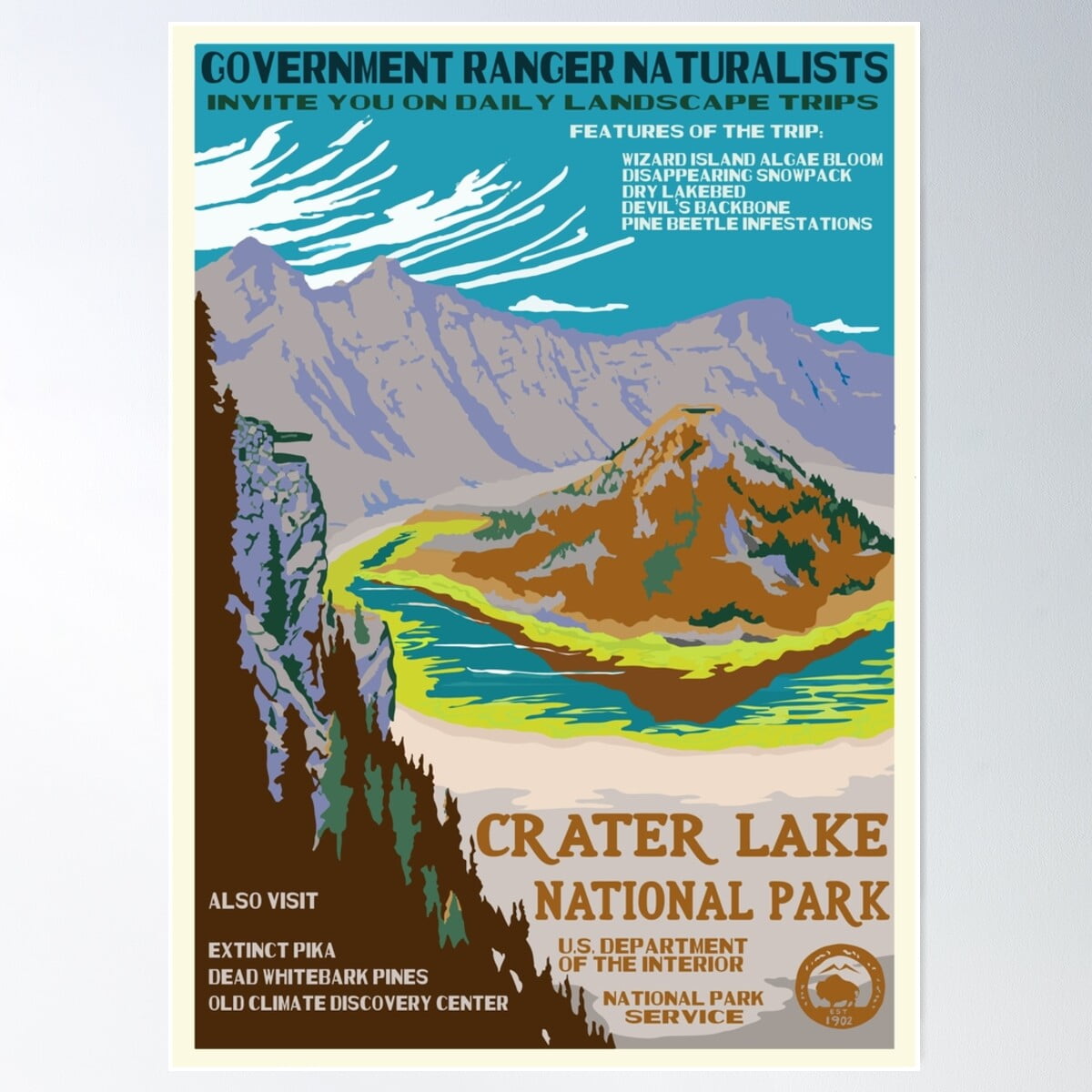 Retro Wpa Poster Of Crater Lake National Park Reimagined For The Future ...