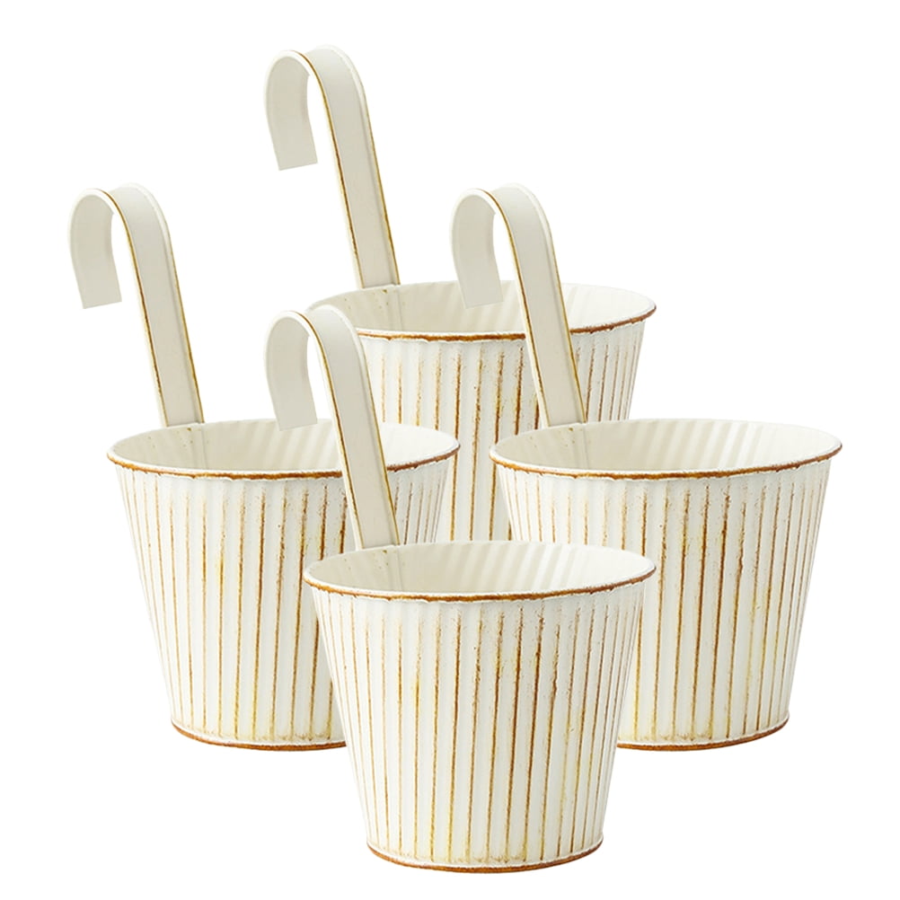 Retro Wrought Iron Flower Pot 4 Pcs Plants Hanging Wall Flowerpot Pots ...