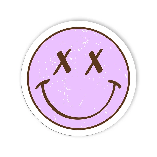 Retro X Smile Face Sticker Groovy Hippie Stickers Phone Decal Water ...