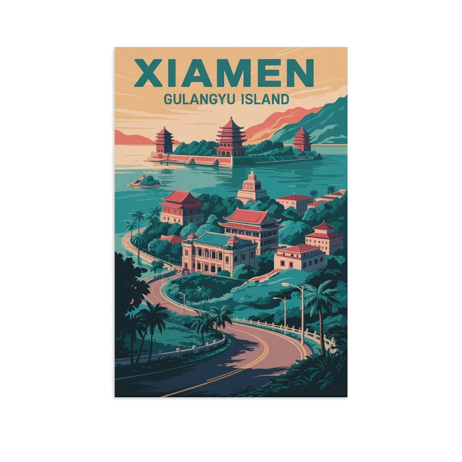 Retro Xiamen City Poster Vintage Chinese City Tourism Art for Walls ...