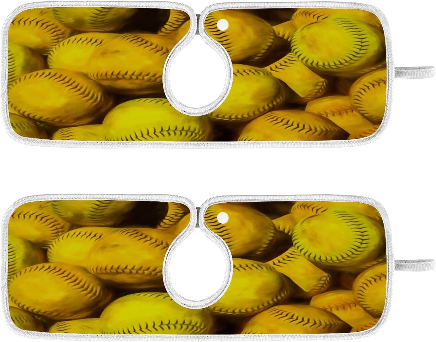 Retro Yellow Softballs Sink Splash Guard for Faucet 2 Packs Faucet ...