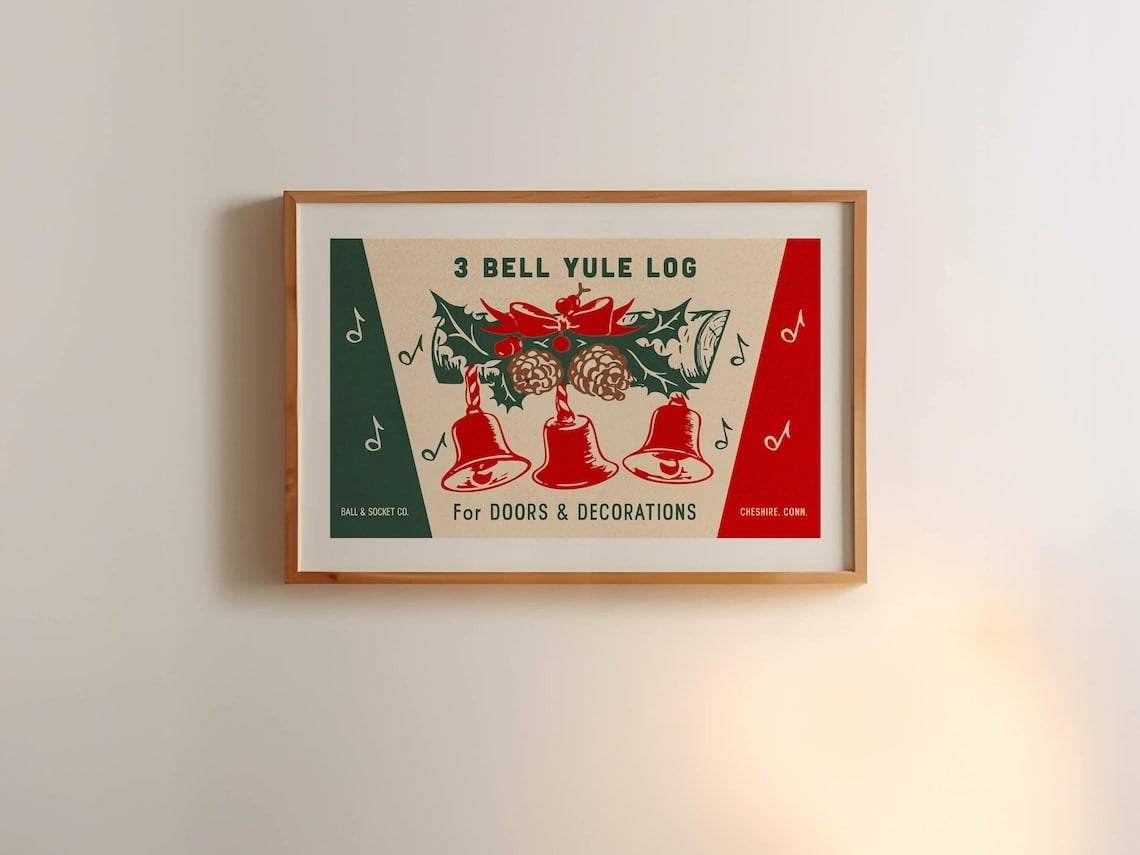 Retro Yule Log Kitchen Wall Art, Unframed Paper Print Size 12x18 ...