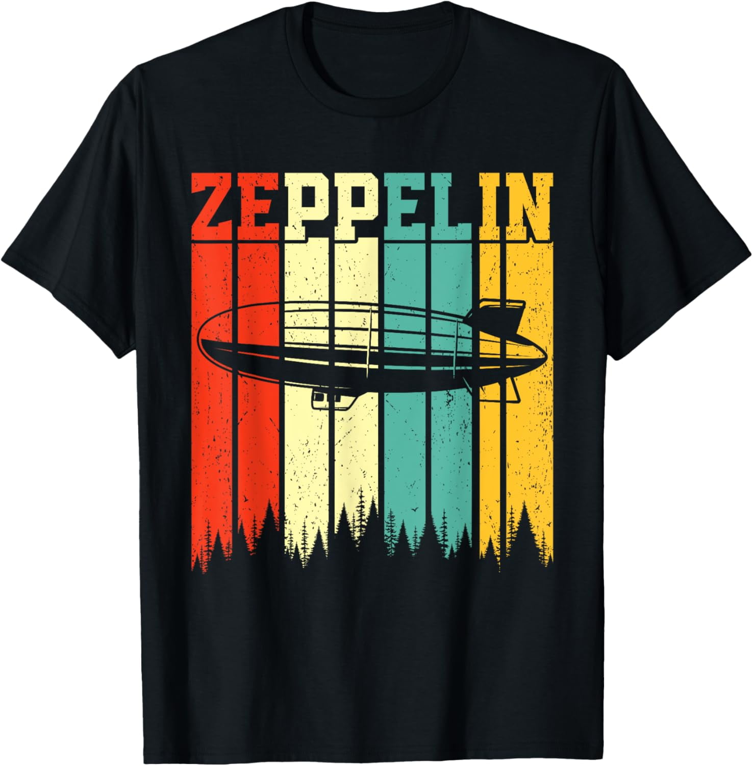Retro Zeppelin 70s 80s Dirigible Airship Zepelin Zepplin T-ShirtMen and women can wear, black T ...