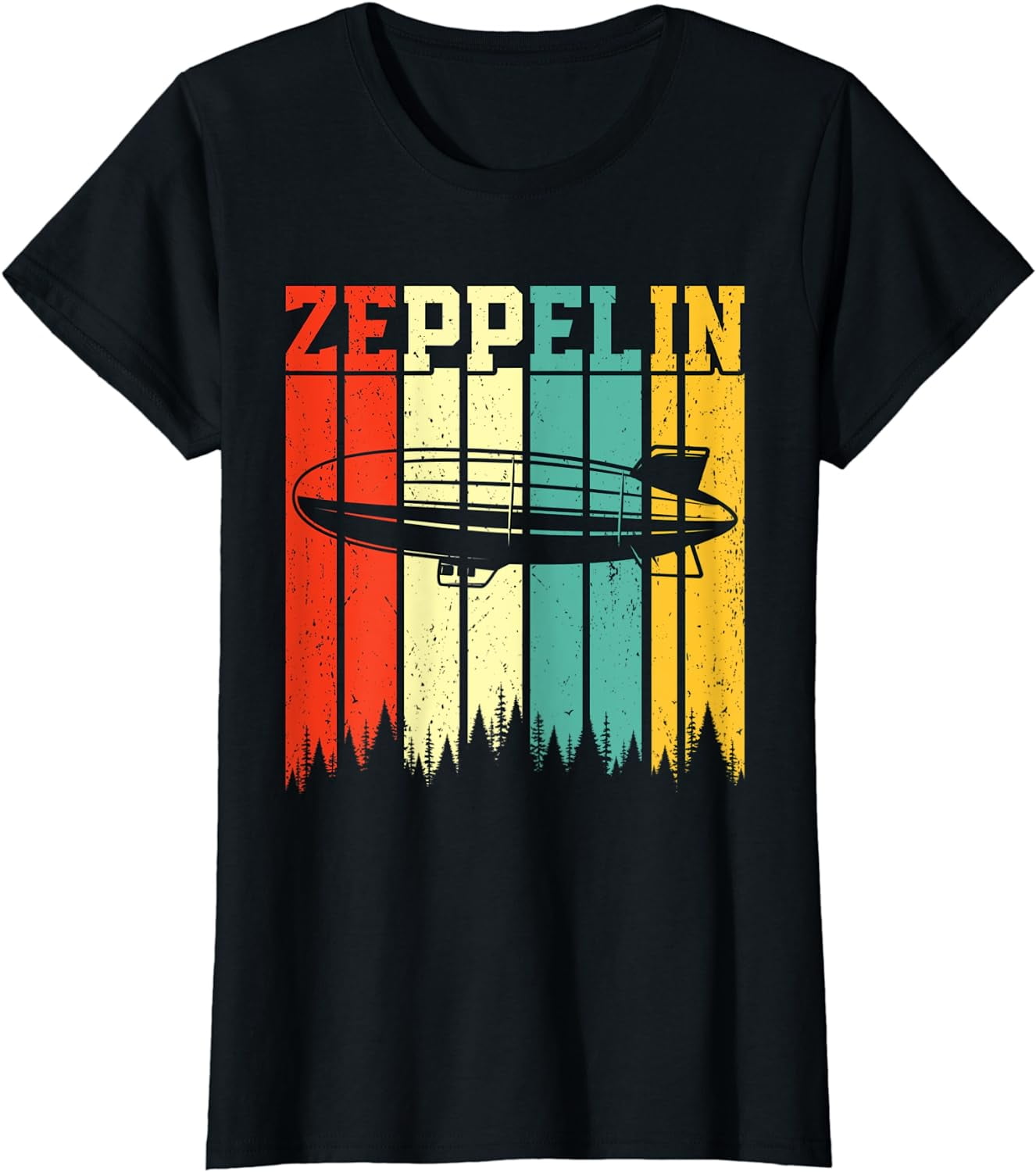 Retro Zeppelin 70s 80s Dirigible Airship Zepelin Zepplin T-Shirt ...