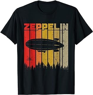 Retro Zeppelin 70s 80s Dirigible Airship Zepelin Zepplin T-Shirt ...