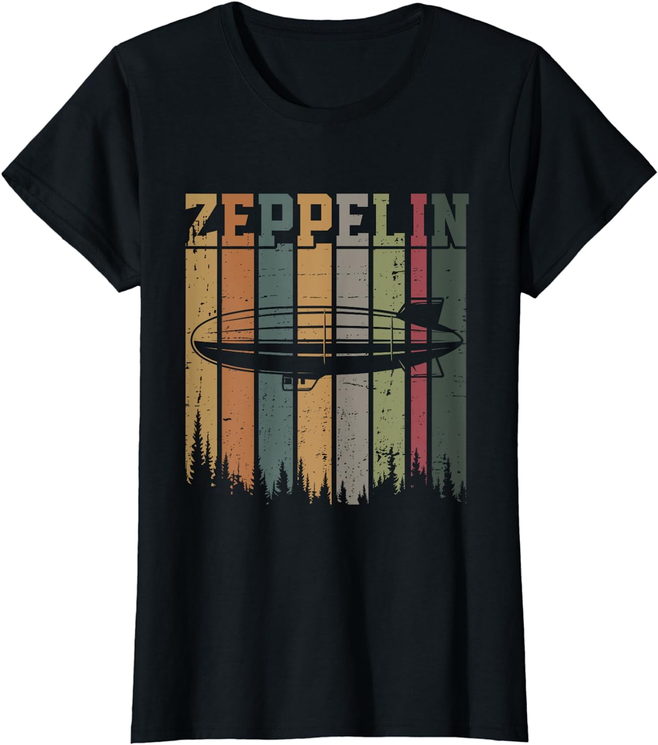 Retro Zeppelin 70s 80s Dirigible Airship Zepelin Zepplin T-Shirt ...