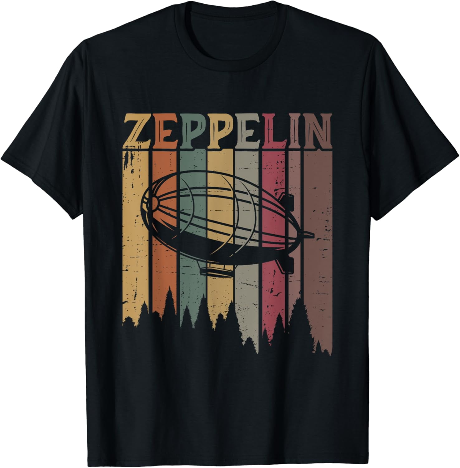 Retro Zeppelin 70s 80s Dirigible Airship Zepelin Zepplin T-Shirt ...