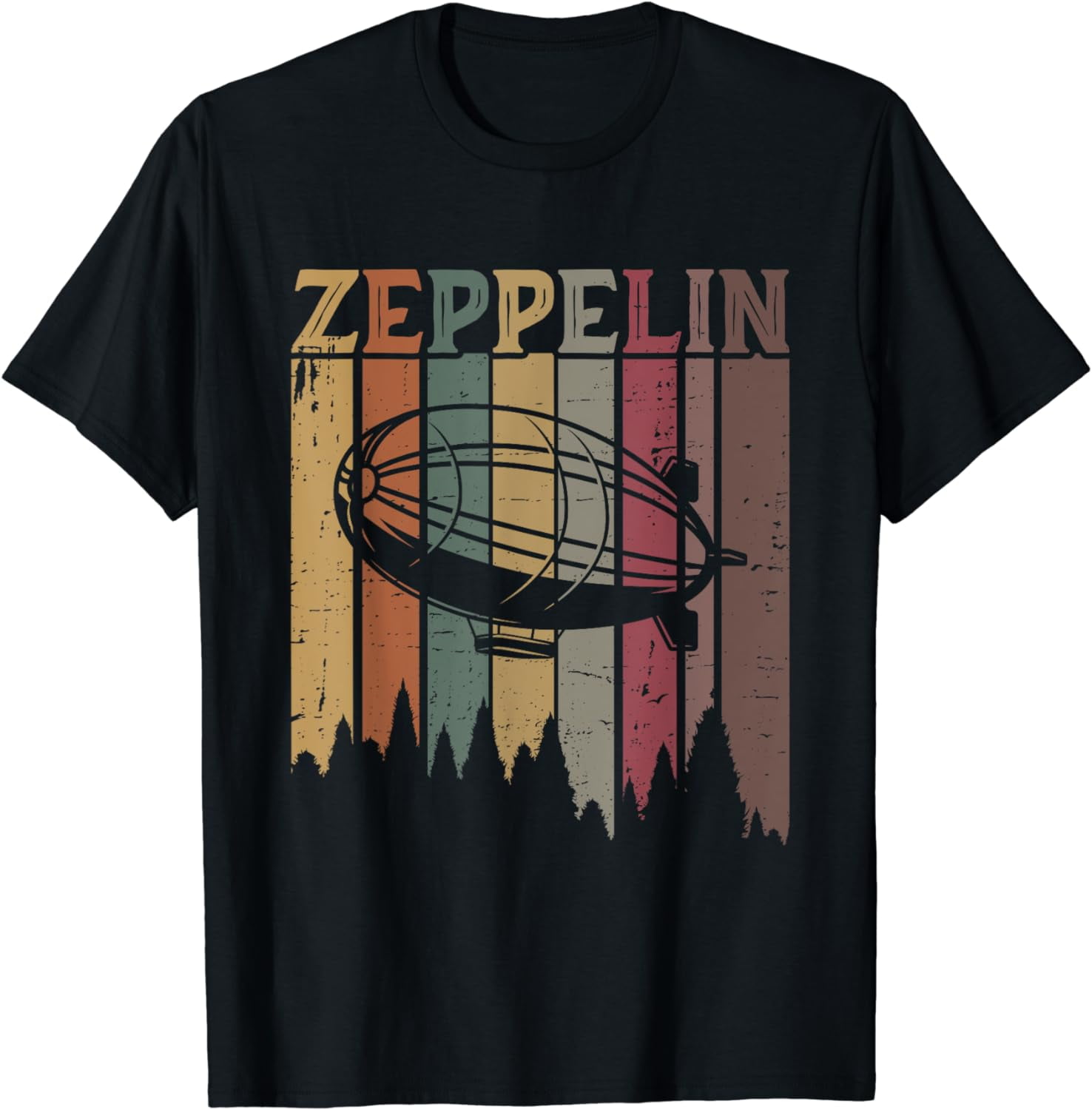 Retro Zeppelin 70s 80s Dirigible Airship Zepelin Zepplin T-Shirt ...