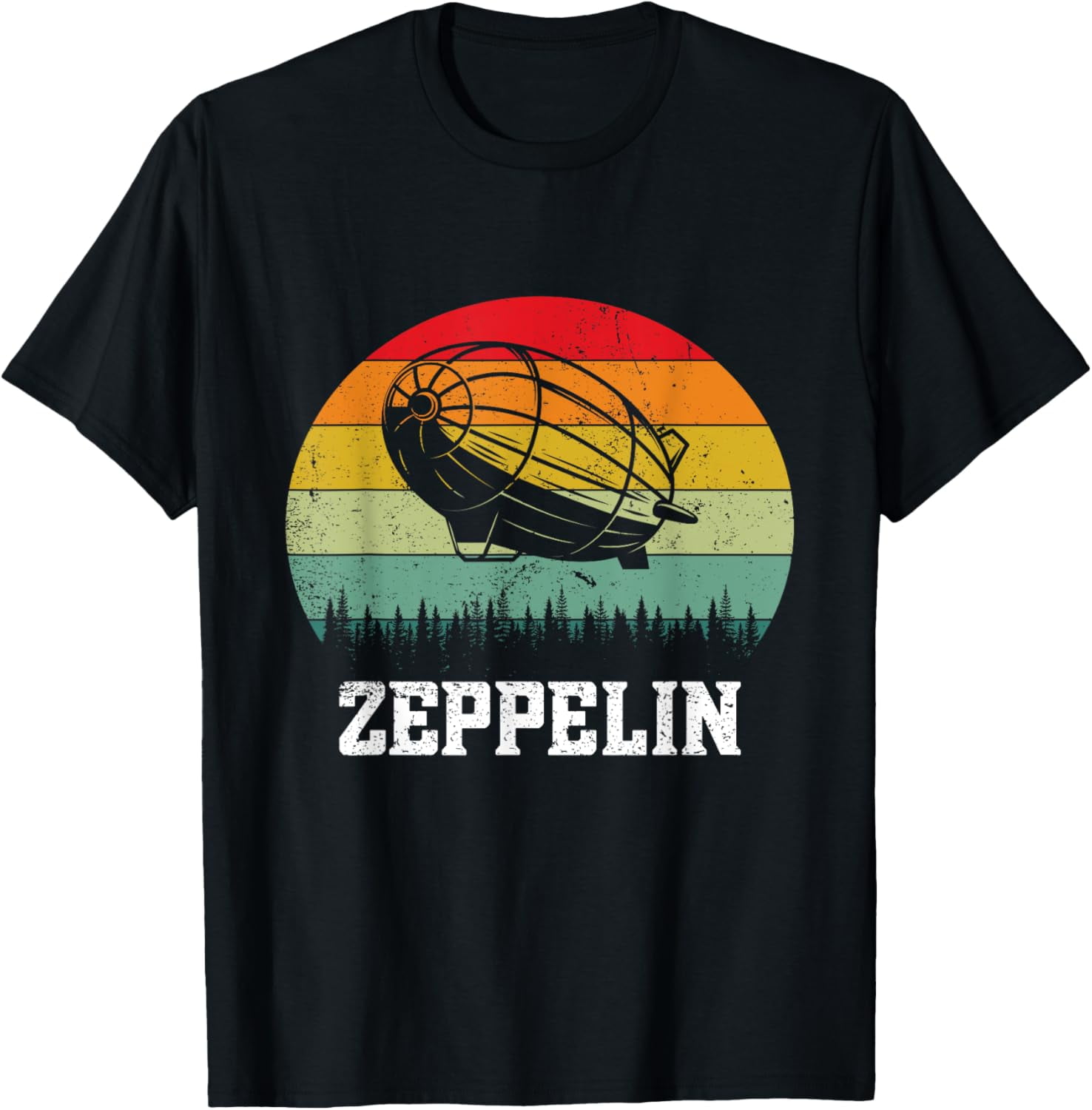 Retro Zeppelin 70s Dirigible Blimp Airship Zepelin Zepplin T-Shirtmen ...