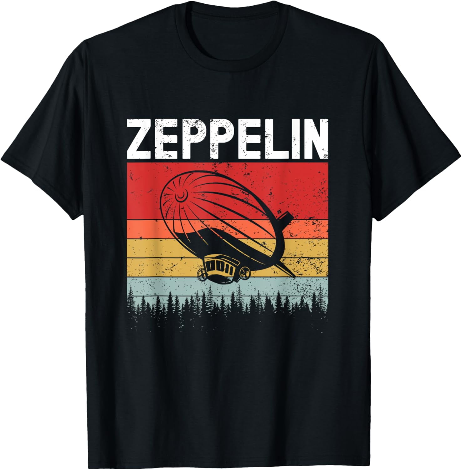 Retro Zeppelin 70s Dirigible Blimp Airship Zepelin Zepplin T-Shirtmen ...