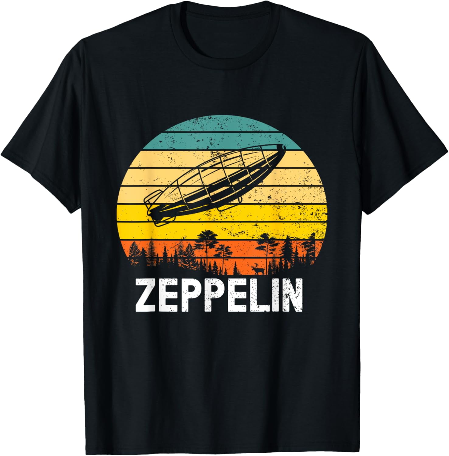 Retro Zeppelin 70s Dirigible Blimp Airship Zepelin Zepplin T-Shirtmen ...