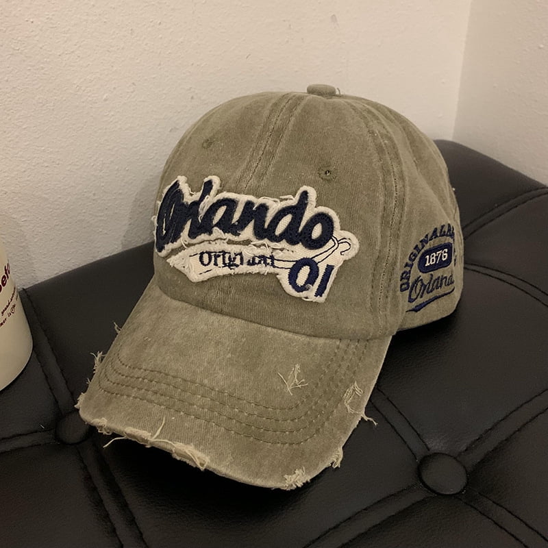 Retro and aged baseball cap, women's big-headed cap, washed with holes ...