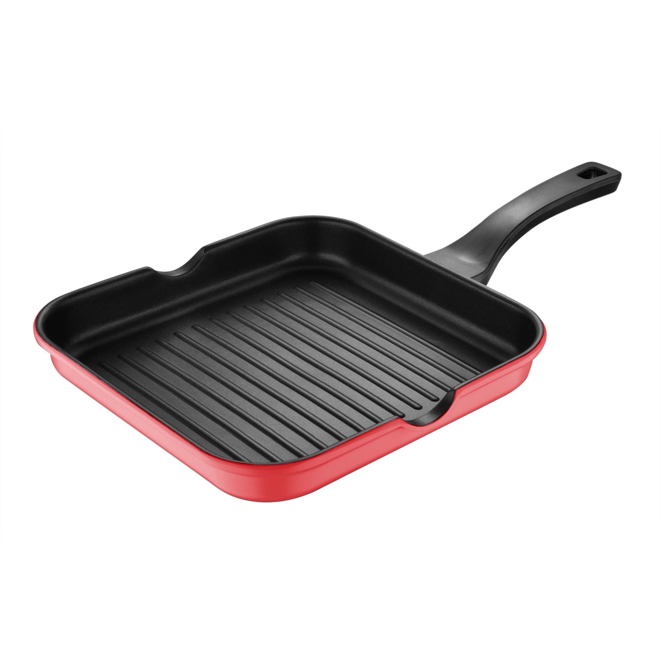 Retro by Bergner - 11" Non Stick Cast Aluminum Grill Pan, Red - Walmart.com