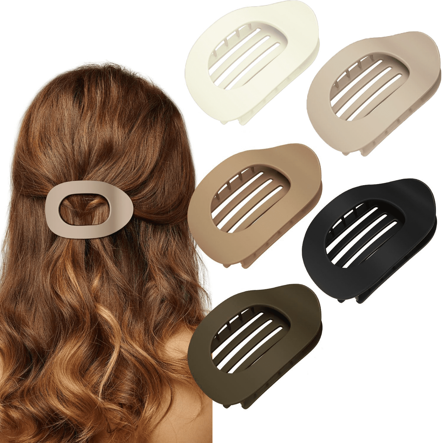 Retro classic back of the head seamless hair clip set, frosted claw ...