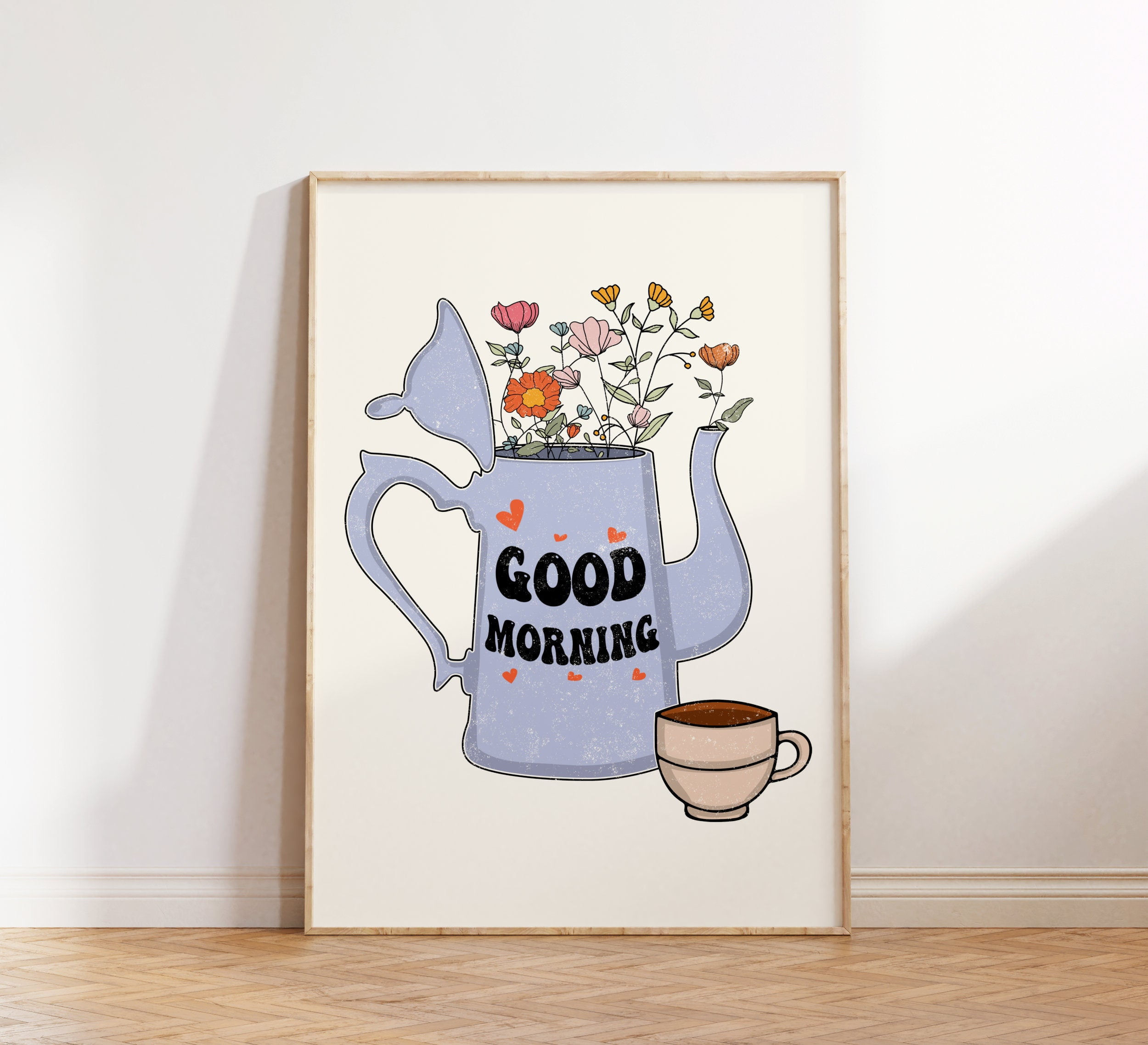 Retro coffee Wall Print, Good Morning Print, 70s Groovy Poster, Retro ...