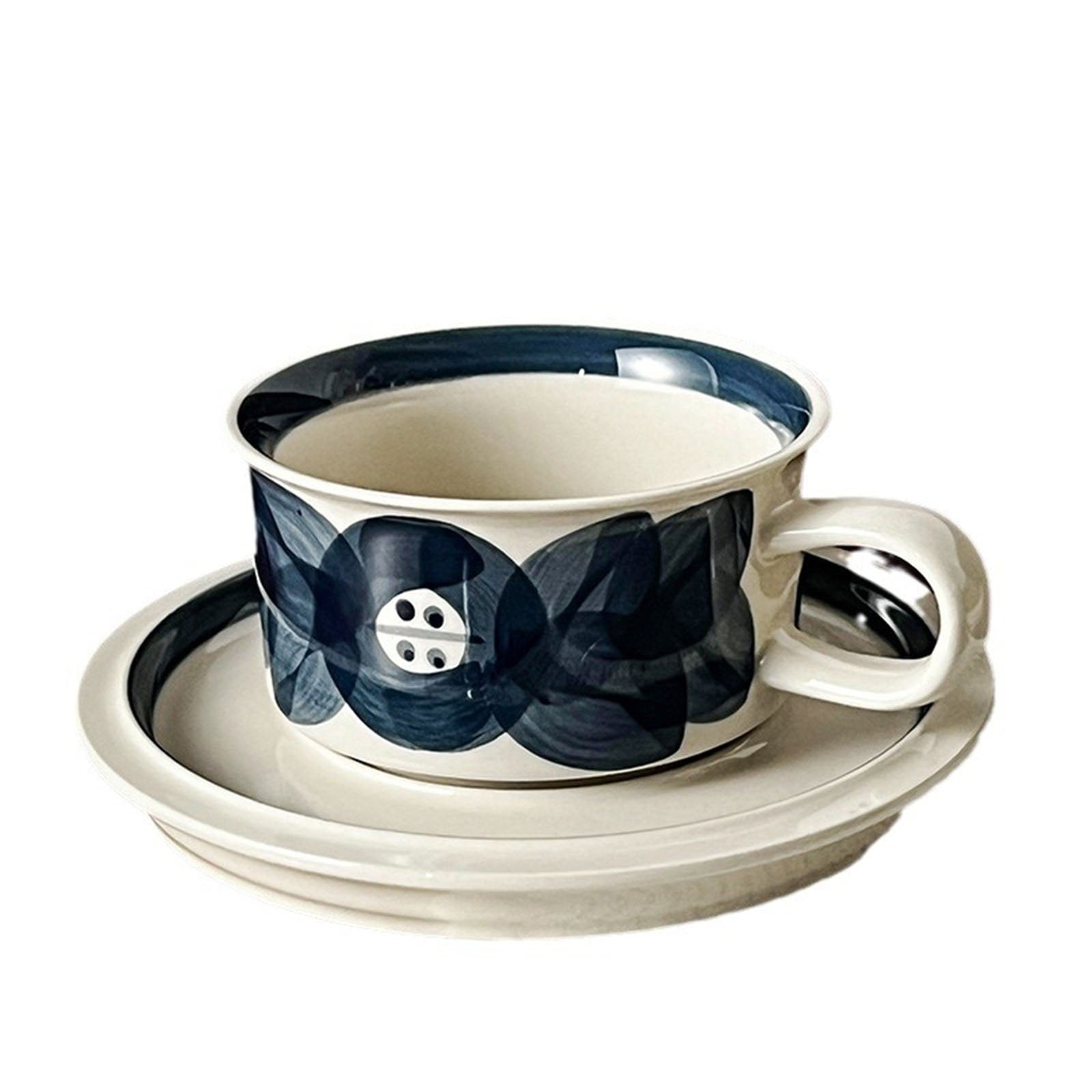 Retro coffee cup, ceramic cups and saucers, porcelain cup with handle ...