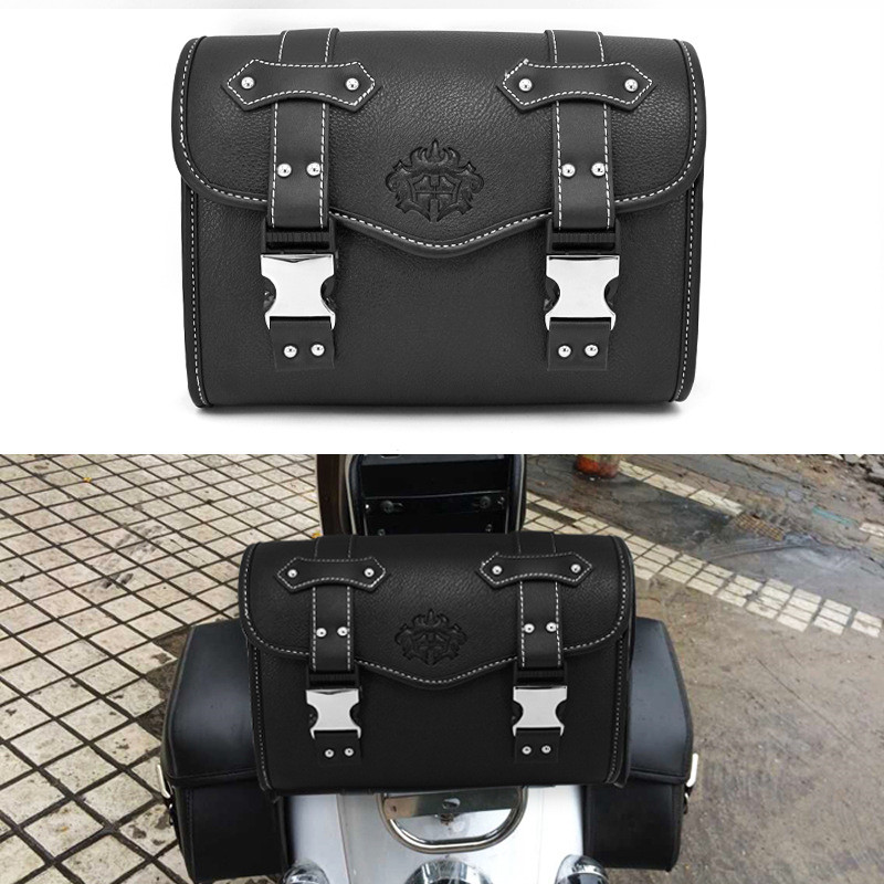Retro motorcycle tail tool bag chopper motorbike saddlebag universal ...