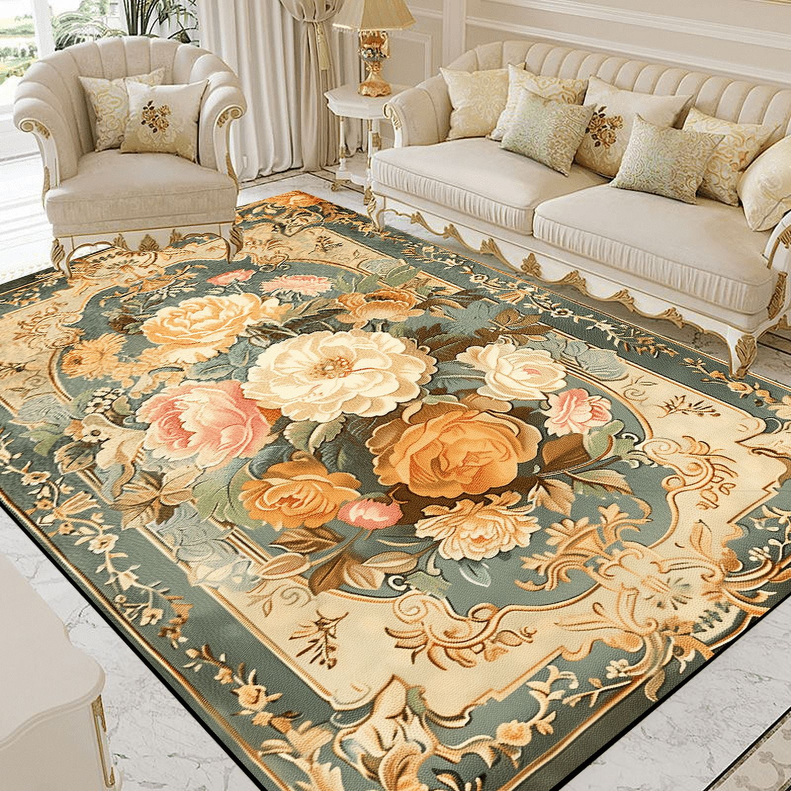 Retro ration European Style Carpets Living Room Flower Pattern Rugs ...