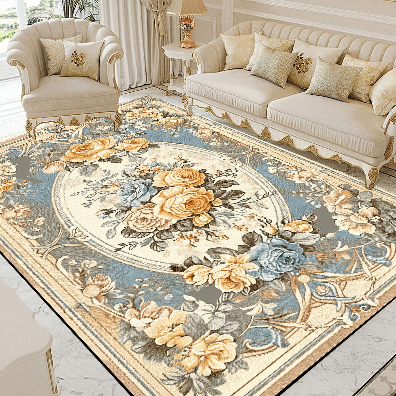 Retro ration European Style Carpets Living Room Flower Pattern Rugs ...