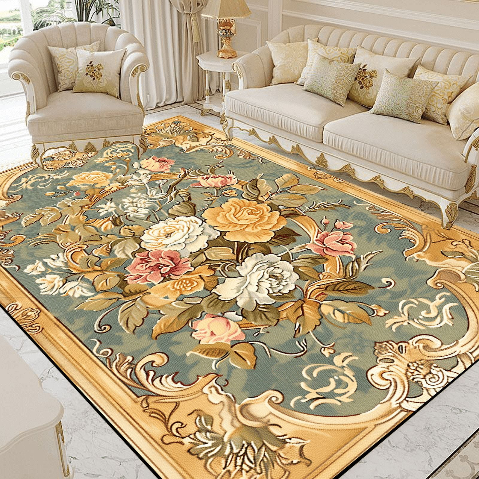 Retro ration European Style Carpets Living Room Flower Pattern Rugs ...